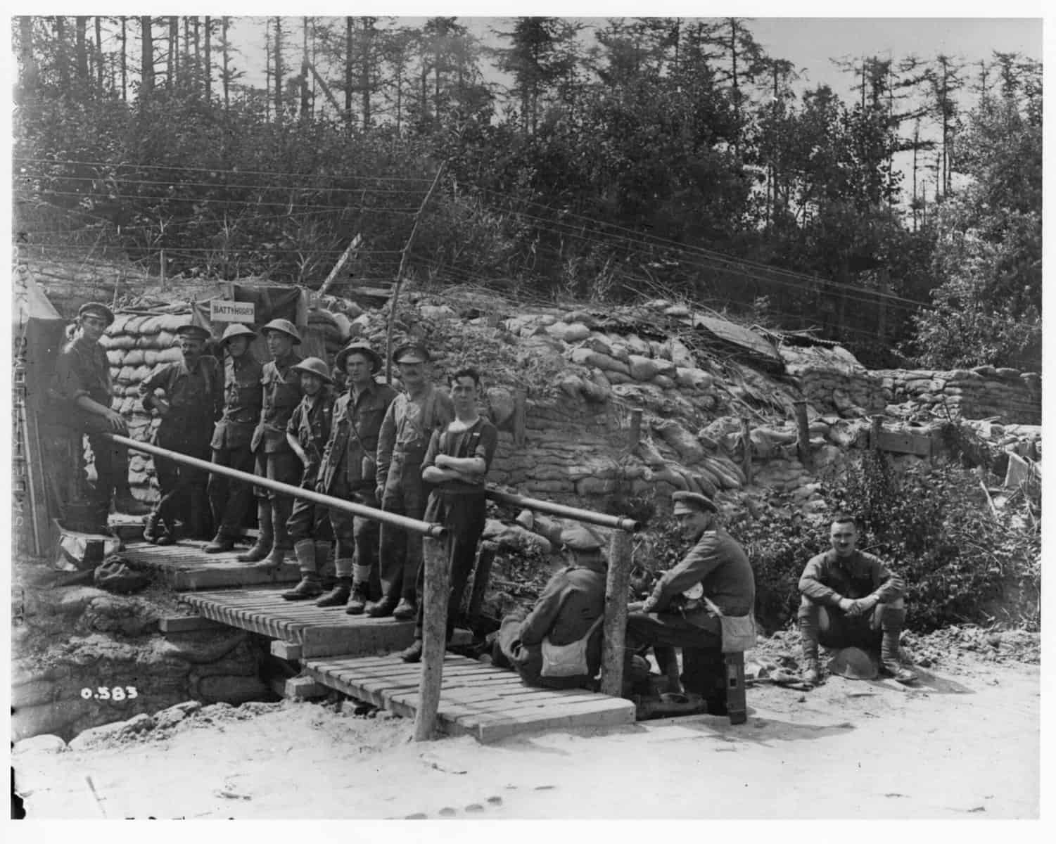 Soldiers Relaxing At Front Standing Around A Ditch 48th Highlanders 