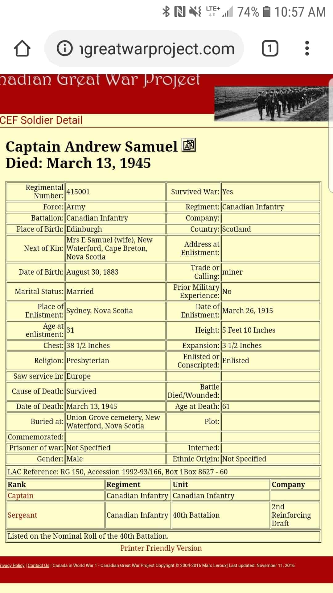 Capt Andrew SAMUEL 48th Highlanders Museum